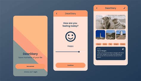 journaling app template mobile app journal design uizard