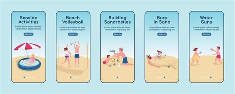 Download Beach Games Onboarding Mobile App Screen Flat Vector Template