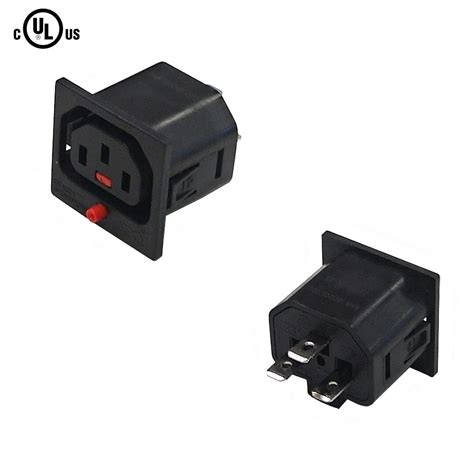 C13 Locking Receptacle 63mm Terminal 15mm Panel Thickness Black