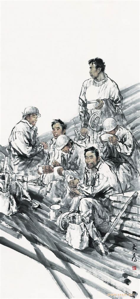 刘大为 工地组画之二 画家刘大为作品欣赏 北京小小艺术网