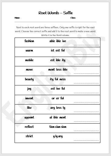 Root Words Suffix Adding Worksheet Englishbix