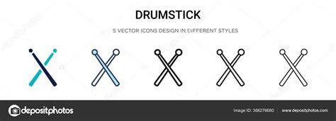 Drumstick Icon Filled Thin Line Outline Stroke Style Vector