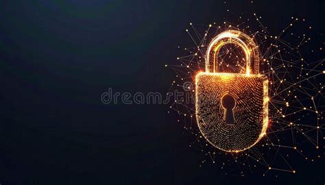 Glowing Digital Lock Symbolizing Data Security And Protection With Stock Illustration