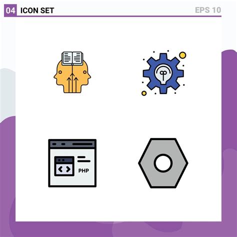 Modern Set Of 4 Filledline Flat Colors Pictograph Of Mind Coding Man Solution Development