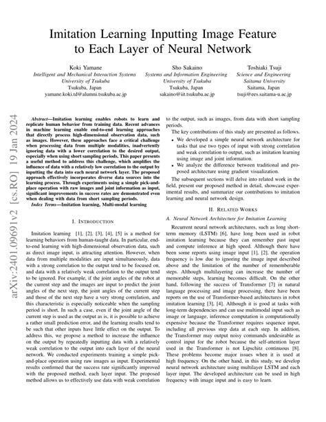 Pdf Imitation Learning Inputting Image Feature To Each Layer Of Neural Network