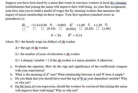 Solved Subject Applied Econometrics Specification Of