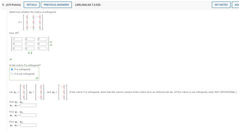 Solved If The Matrix P Is Orthogonal Show That The Column