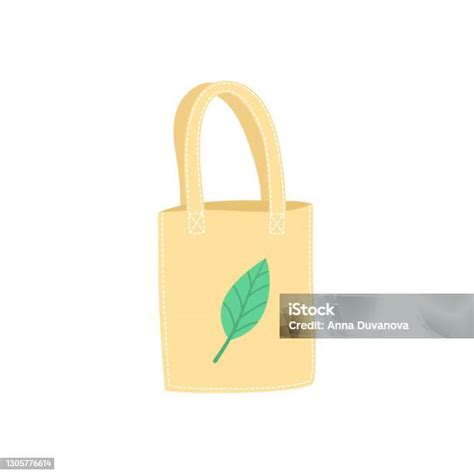 흰색에 고립 된 녹색 잎이있는 손으로 그린 에코 백은 친환경 가방이나 섬유 가방을 사용하며 비닐 봉지를 사용하지 마십시오 플랫