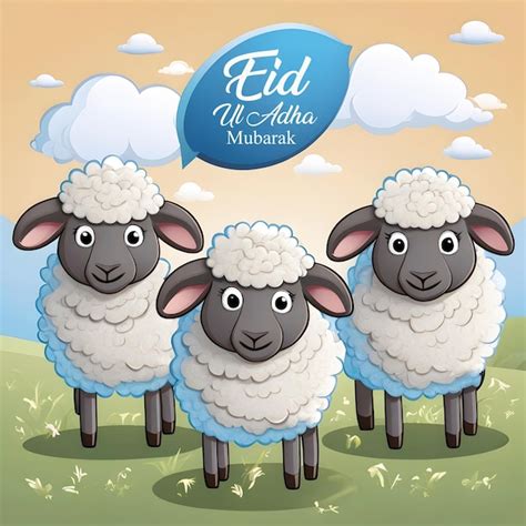 염소와 양과 함께 아름다운 이드 울 아다 인사 소셜 미디어 포스터 프리미엄 Ai 생성 Psd