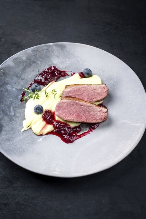 Modern Style Traditional Gourmet Duck Breast Filet With Mashed Potatoes