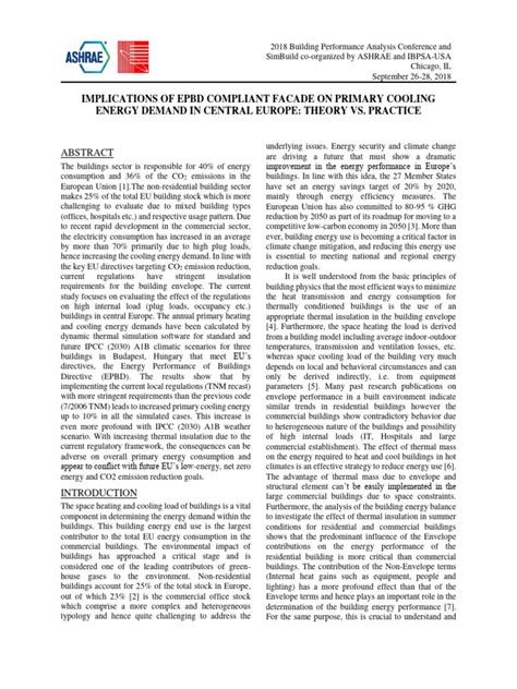 1171 Implications Of Epbd Compliant Facade On Primary Cooling Energy