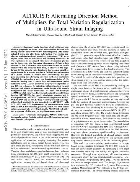 Pdf Altruist Alternating Direction Method Of Multipliers For Total Variation Regularization