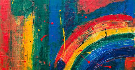 감정적인 관념적인 그림 나타내는 다채로운 대담한 색상 대조 독창성 동적 구성 매혹적인 무지개 무지개 바탕화면 무지개 배경 미술 미술 전시회 밝은