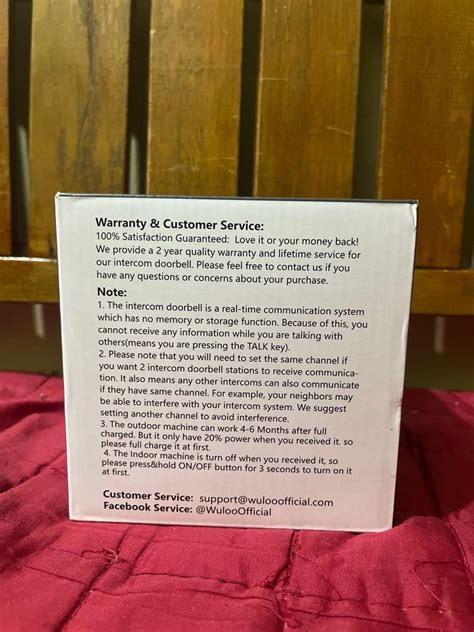 Wuloo Wireless Doorbells Intercom System WHITE Furniture Home Living Security Locks