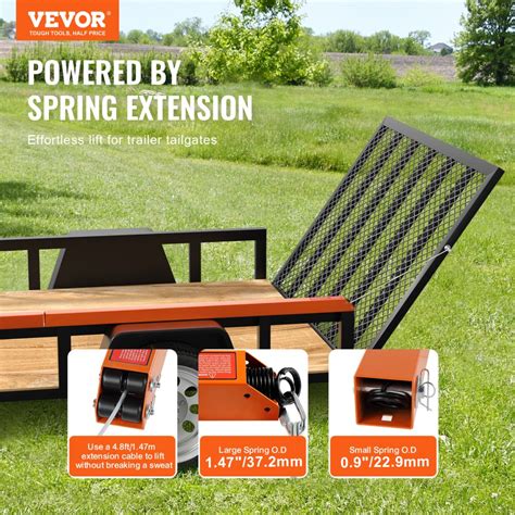 Vevor Trailer Tailgate Lift Assist Max 180 Lbs Load Capacity Compatible With Open Utility