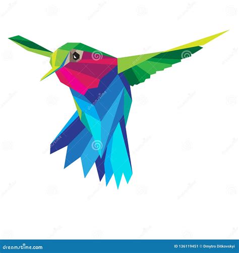 multicolored hummingbird consisting of polygons stock vector illustration of multicolored