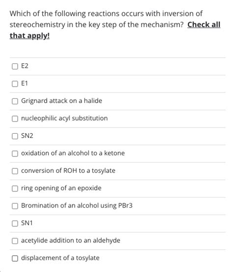 Solved Which Of The Following Reactions Occurs With