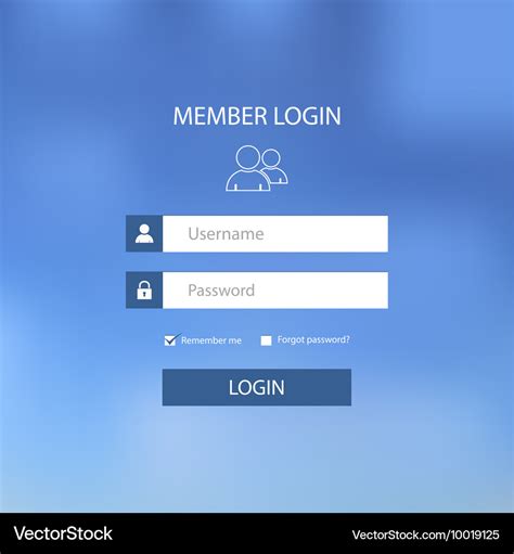Login Web Screen With Blue Design Template Vector Image