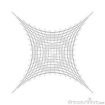 Indented Curved Mesh Grid Array Of Thin Lines Oblate Squeezed Distressed Geometric