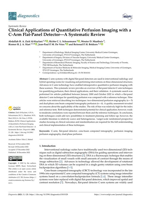 Pdf Clinical Applications Of Quantitative Perfusion Imaging With A C Arm Flat Panel Detector—a