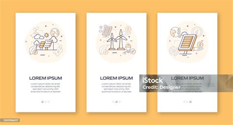 평면 아이콘이 있는 지구 온난화 컨셉 온보딩 모바일 앱 페이지 화면 Ux Ui 디자인 템플릿 벡터 일러스트레이션 제로 웨이스트에 대한 스톡 벡터 아트 및 기타 이미지