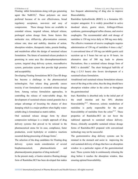 Design Formulation And Evaluation Of Ranitidine Hcl Gastro Retentive Floating Tablets Pdf