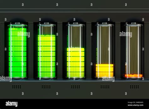 Sleek Digital Graphic Showing A Range Of Battery Charge Indicators Presenting Each Level From