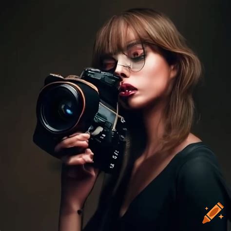 Woman Holding A Camera On Craiyon