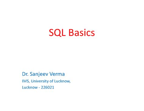 202003 291621085101 sanjeev rdbms unit i sql bba ms 4 sem sql basics dr sanjeev verma ims