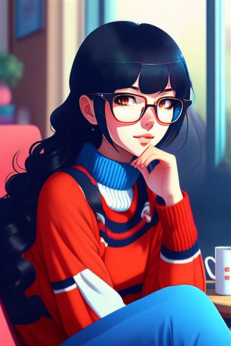 Anime Girl With Black Hair And Glasses