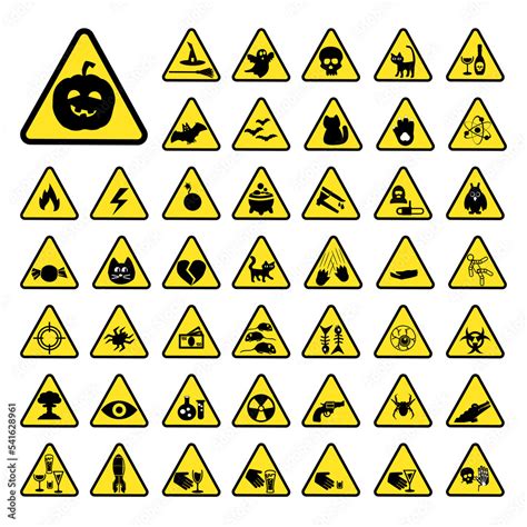 Playful And Funny Scary Warning Icons And Signs Yellow Scary