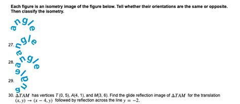 Solved Each Figure Is An Isometry Image Of The Figure Below Chegg Com