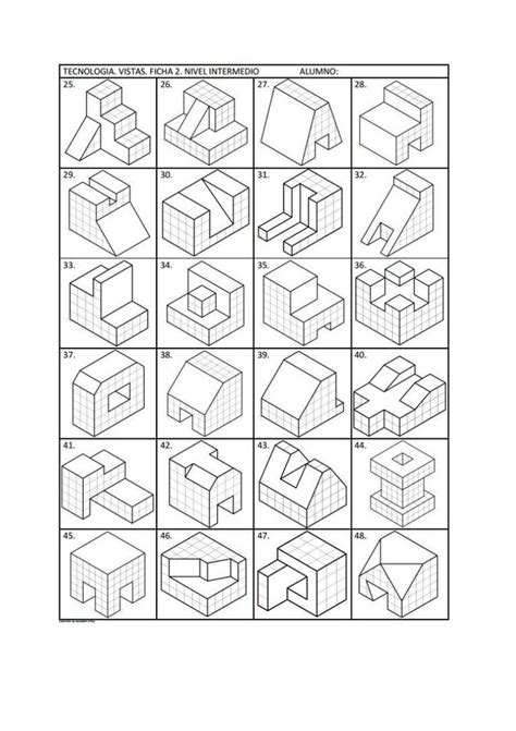 Orthographic Projection Practice One In 2020 6c7 Isometric Drawing