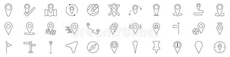 Location Vector Icon Set Linear Set Of Geolocation Symbols Pin Location On Map Vector Icon