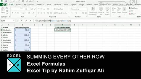 Summing Every Other Row Excel Formula Tips Youtube