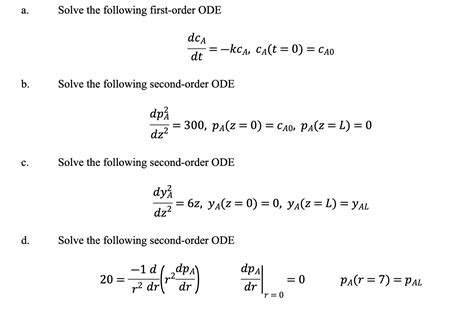 Solved A Solve The Following First Order ODE Chegg