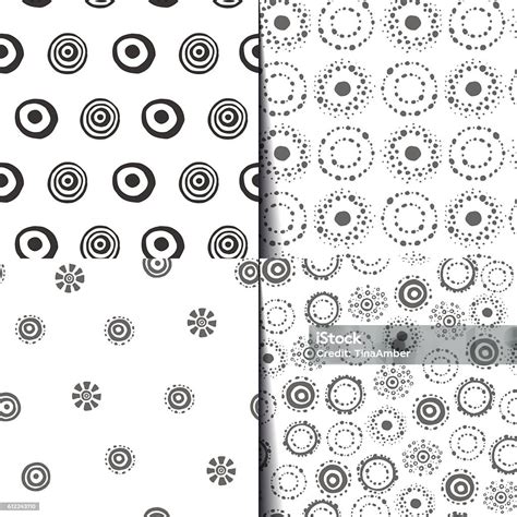Set Of Seamless Patterns With Hand Drawn Circle Shapes Stock Illustration Download Image Now