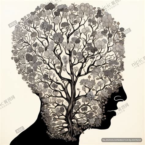 Ai创作图抽象树树形意境 树下冥想太子头像 创意树形图案展板 消极心态树 创意立体树 人与自然类插图 智慧的大树 创意情感招贴 树形创意 树型