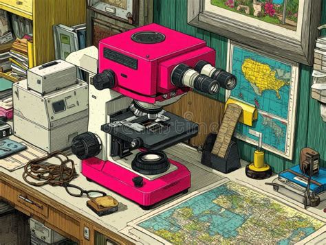 An Illustration Of A Transmission Electron Microscope In A Lab Stock