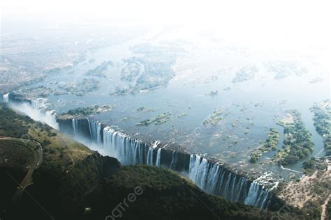 빅토리아 폭포의 조감도 사진 배경 및 무료 다운로드를위한 그림 Pngtree
