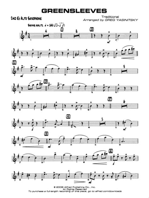 Greensleeves 2nd E Flat Alto Saxophone By Greg Yasinitsky Jazz
