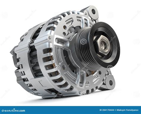 Automotive Power Generating Alternator Generator Isolated On White Car Parts And Car Repair