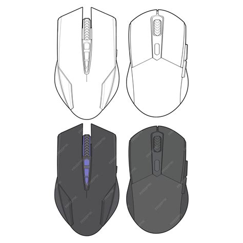 색칠 컴퓨터 마우스 개요 드로잉 벡터 스케치 스타일의 컴퓨터 마우스 세트 컴퓨터 마우스 교육 템플릿 개요 벡터 일러스트 프리미엄 벡터