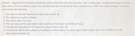 Solved Section 5 Hypothesis Test Conduct A Formal