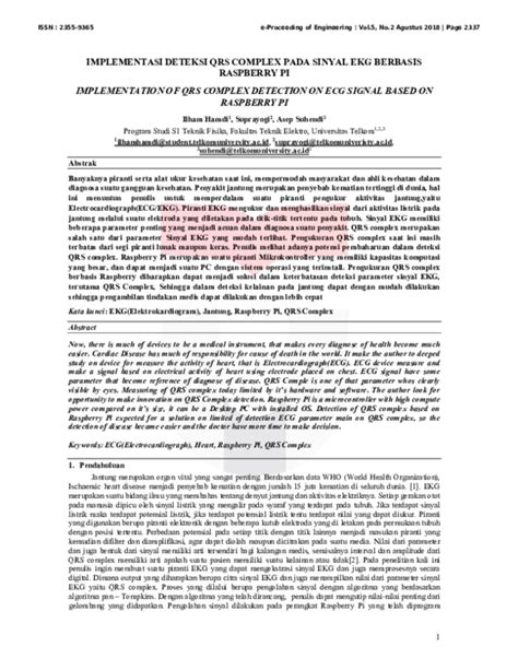 Pdf Implementasi Deteksi Qrs Complex Pada Sinyal Ekg Berbasis Raspberry Pi Ilham Hamdi