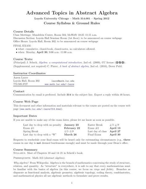 Abstract Math Courses