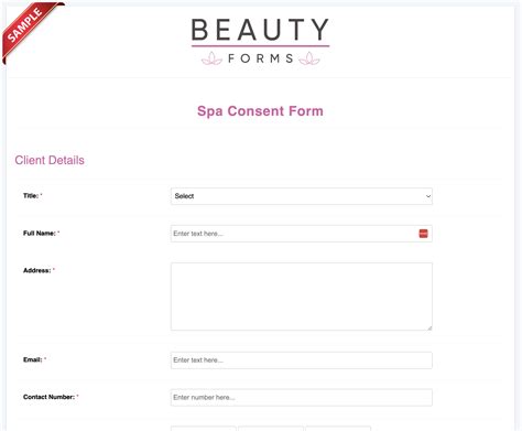 Spa Consent Form Online Form Template Beauty Forms