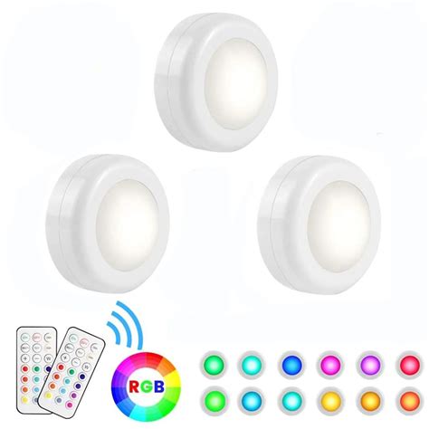 Adjustable Switch LED Puck Lights Easy To Replace Batteries Closet Push Lights With RGB