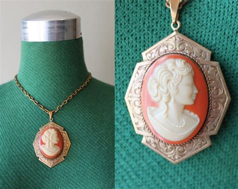 1930s Cameo Necklace Vintage Victorian Revival Statement Necklace Etsy