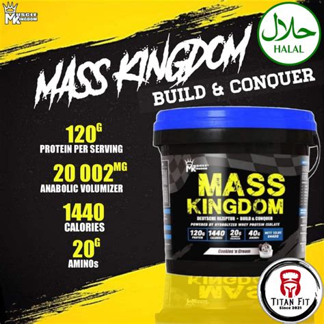 Muscle Kingdom Mass Gainer 12lbs Big Tub Weight Gainer Whey High Protein Isolate Concentrate